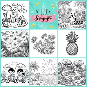 Hello Summer Coloring Pages Kids Adults Coloring Bundle Sunny Days ...
