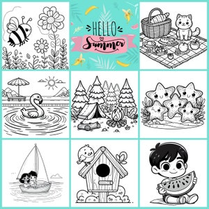 Hello Summer Coloring Pages Kids Adults Coloring Bundle Sunny Days ...