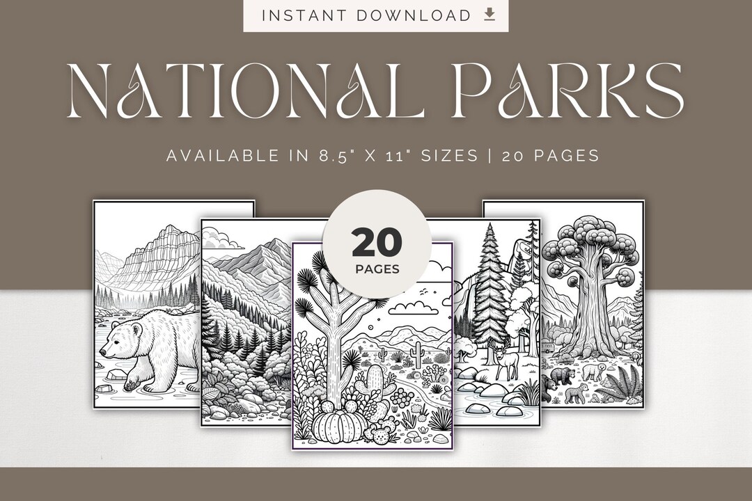 National Parks Coloring Pages Kids Adults Coloring Bundle Nature ...
