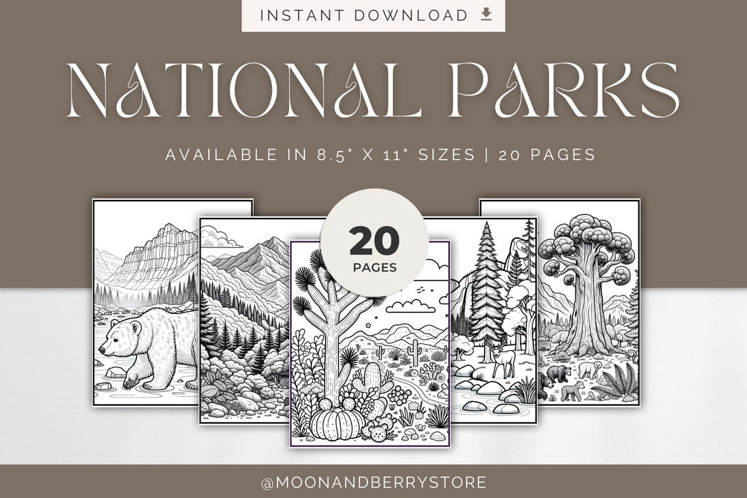 National Parks Coloring Pages Kids Adults Coloring Bundle Nature ...