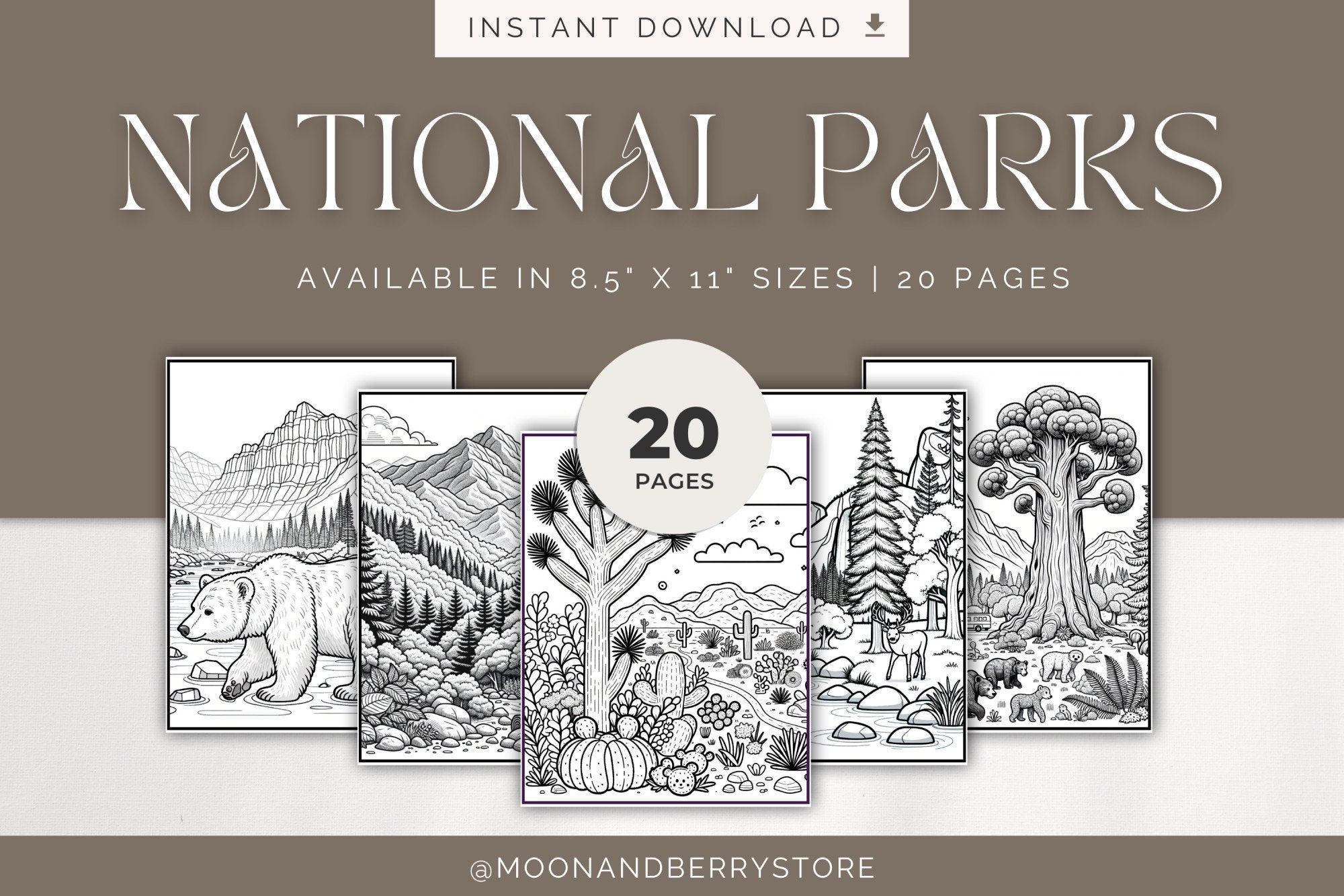National Parks Coloring Pages Kids Adults Coloring Bundle Nature ...