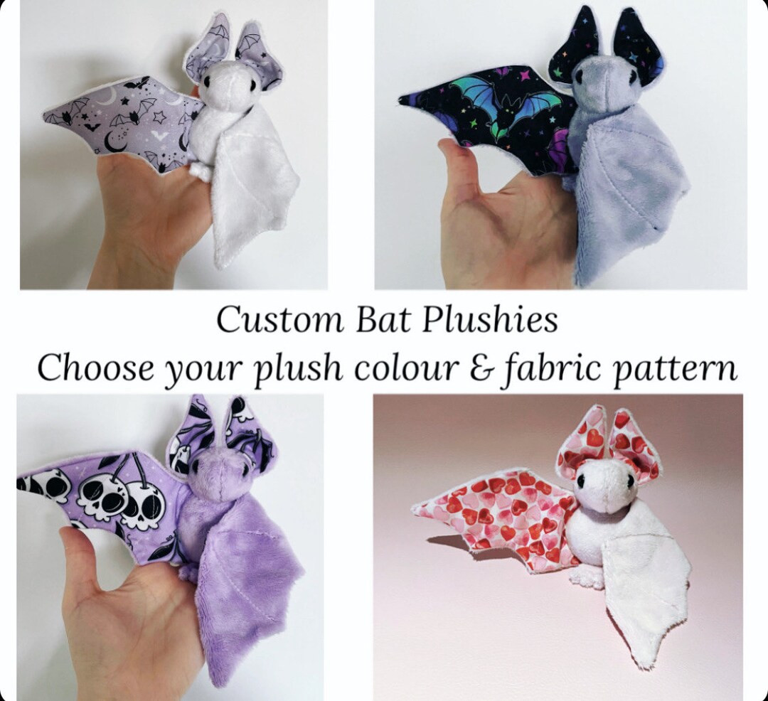 Custom Bat Plushie, Bat Plush, Choose Your Colour, Fabric and Size - Etsy