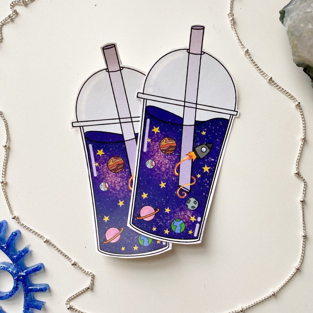 Space Boba pegatina resistente a la intemperie Purple Galaxy Taro ...