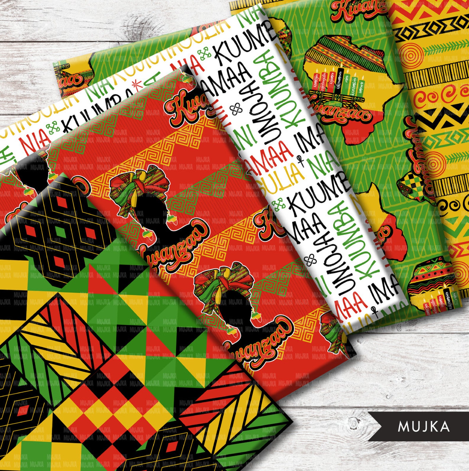 Kwanzaa Digital Papers Juneteenth Backgrounds Black History | Etsy