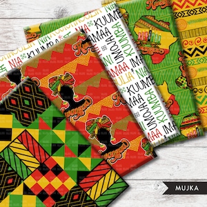 Kwanzaa Digital Papers, Juneteenth Backgrounds, Black History Patterns ...