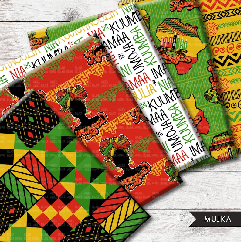 Kwanzaa Digital Papers Juneteenth Backgrounds Black History | Etsy