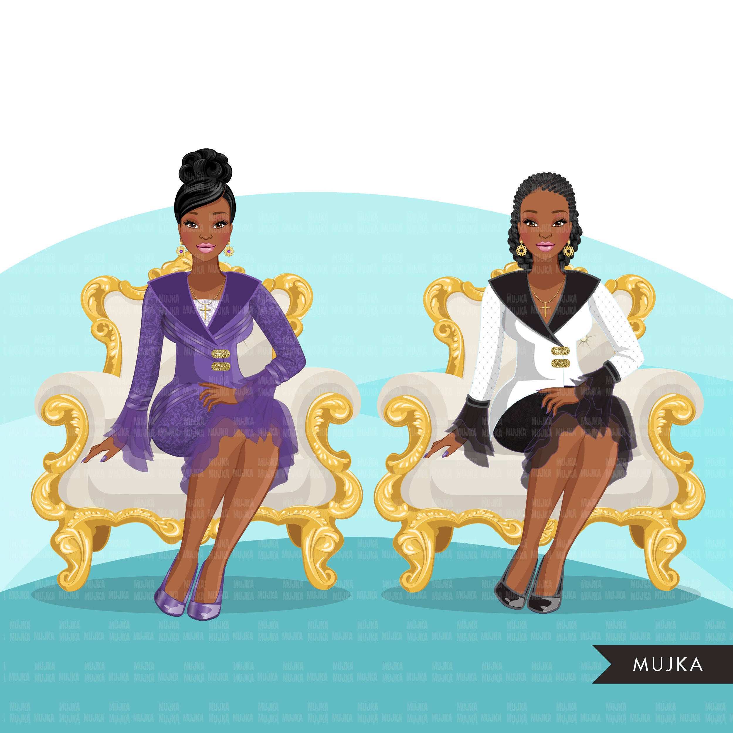Church Clipart, Church Ladies Png, Faith Clipart, Black Woman Graphics ...