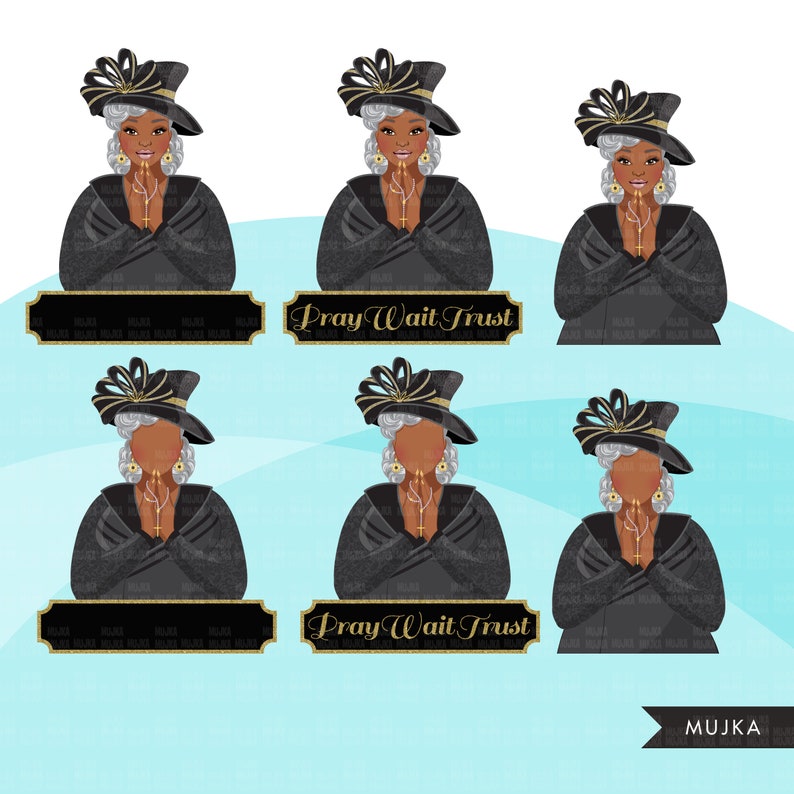 Church ladies clipart praying sisters sublimation designs | Etsy