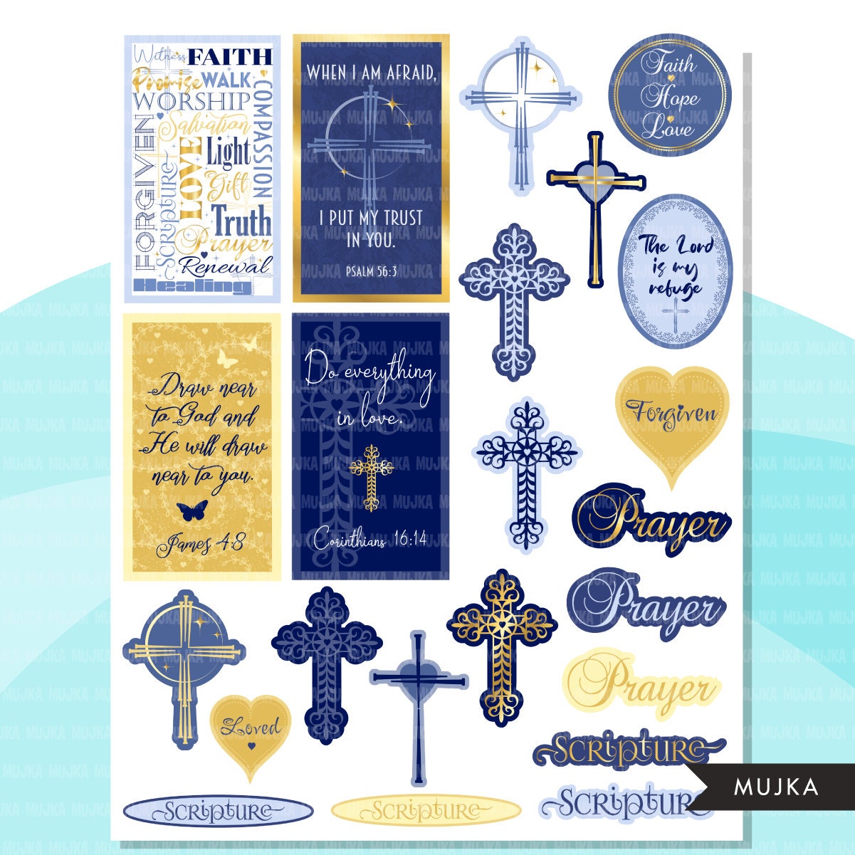 Religious Stickers Religious Digital Paper Religious Bundle - Etsy