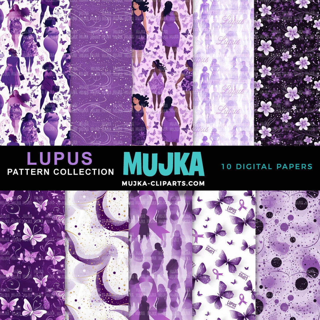 Lupus Awareness Digital Papers, Purple Awareness Patterns, Sublimation ...