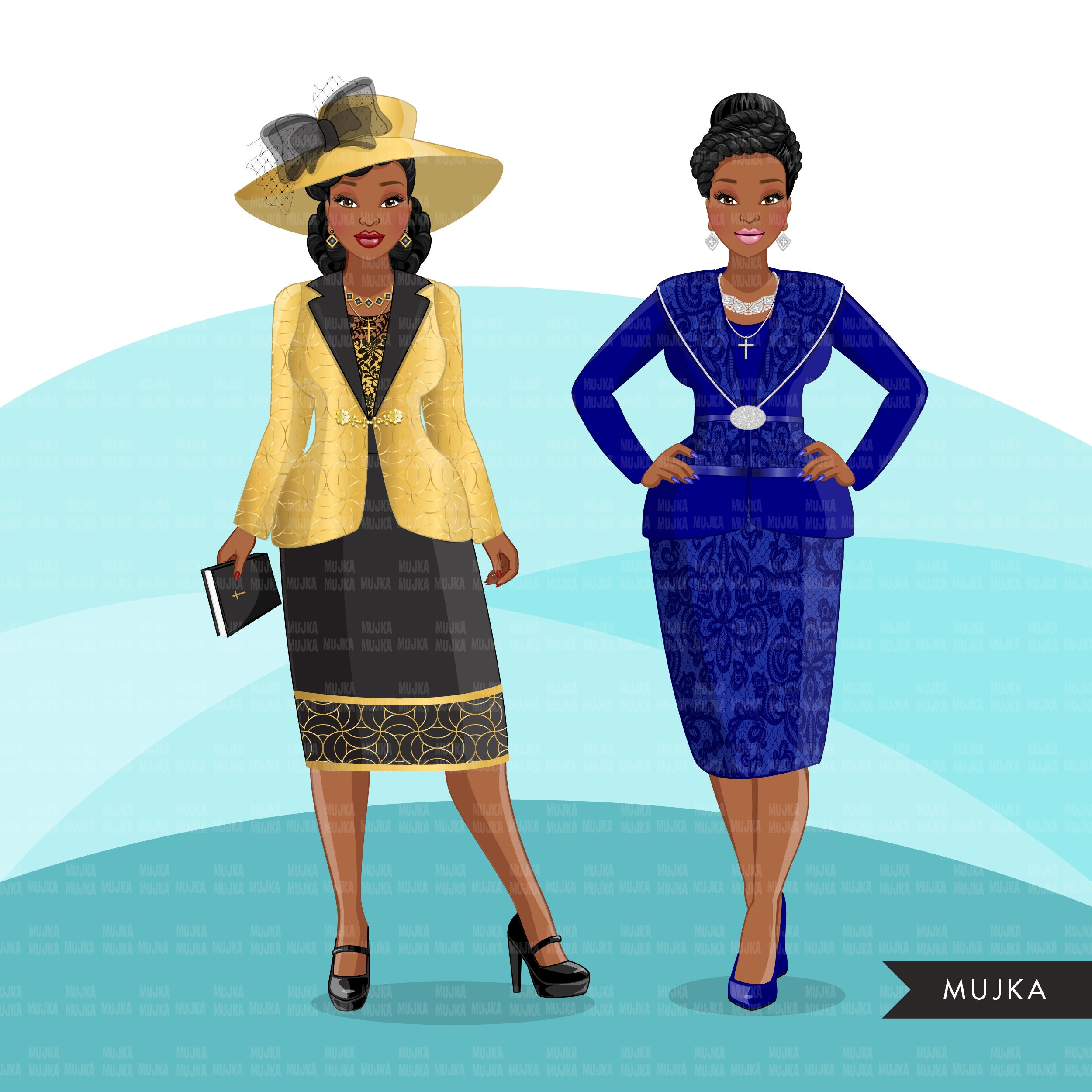 Church Clipart, Church Ladies Png, Faith Clipart, Black Woman Graphics ...