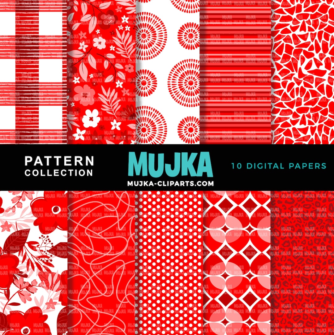 Red & White Sorority Digital Papers, Red Seamless Patterns, Sublimation ...