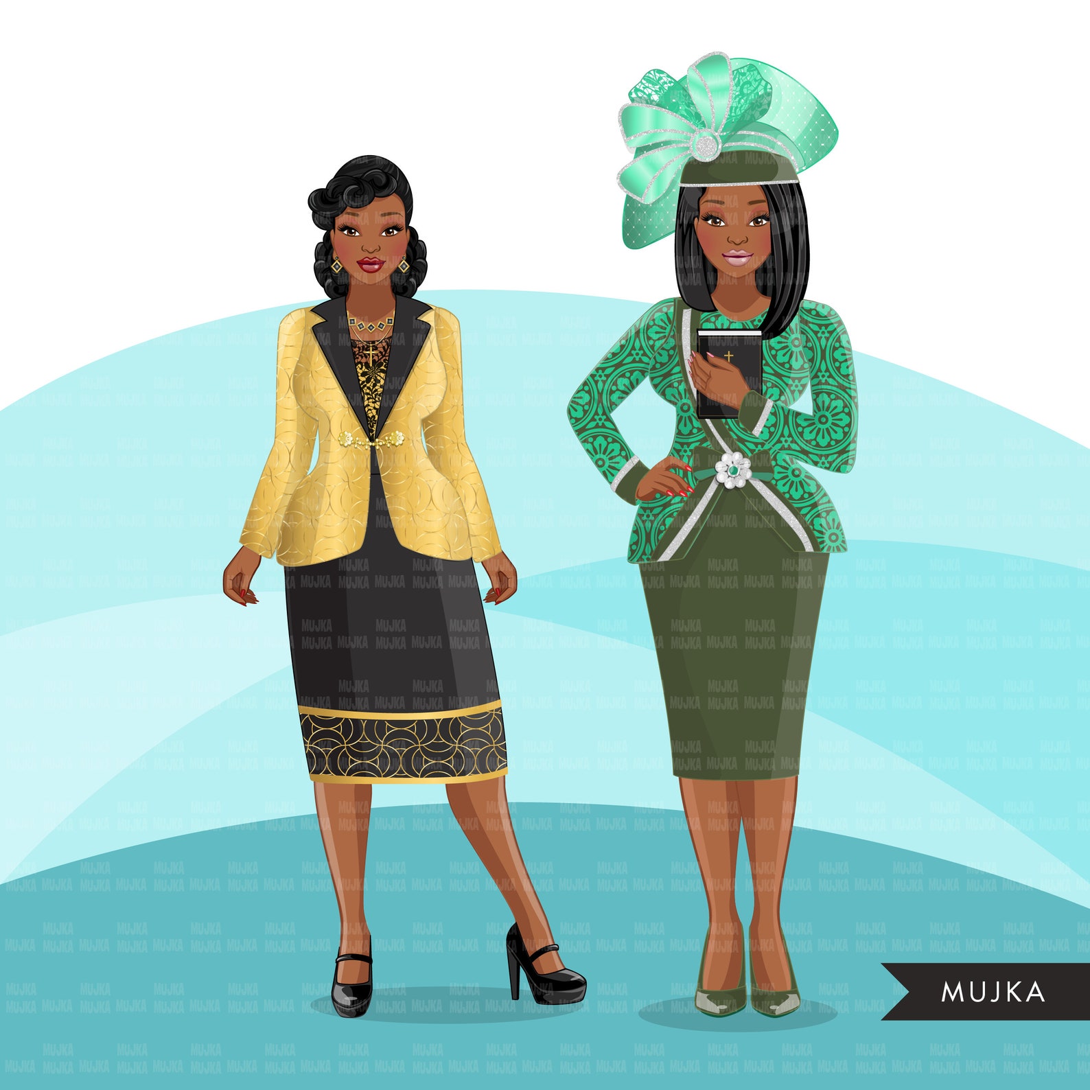 Church Clipart, Church Ladies Png, Faith Clipart, Black Woman Graphics ...