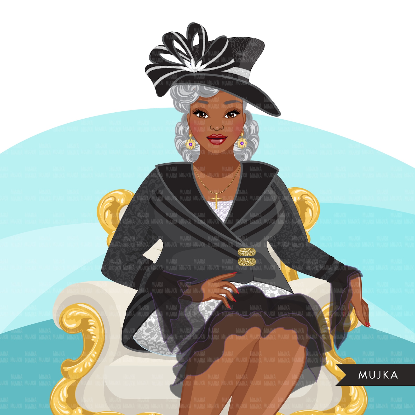 Fashion Clipart, Church Ladies, Curvy Black Woman Graphics, Religious ...