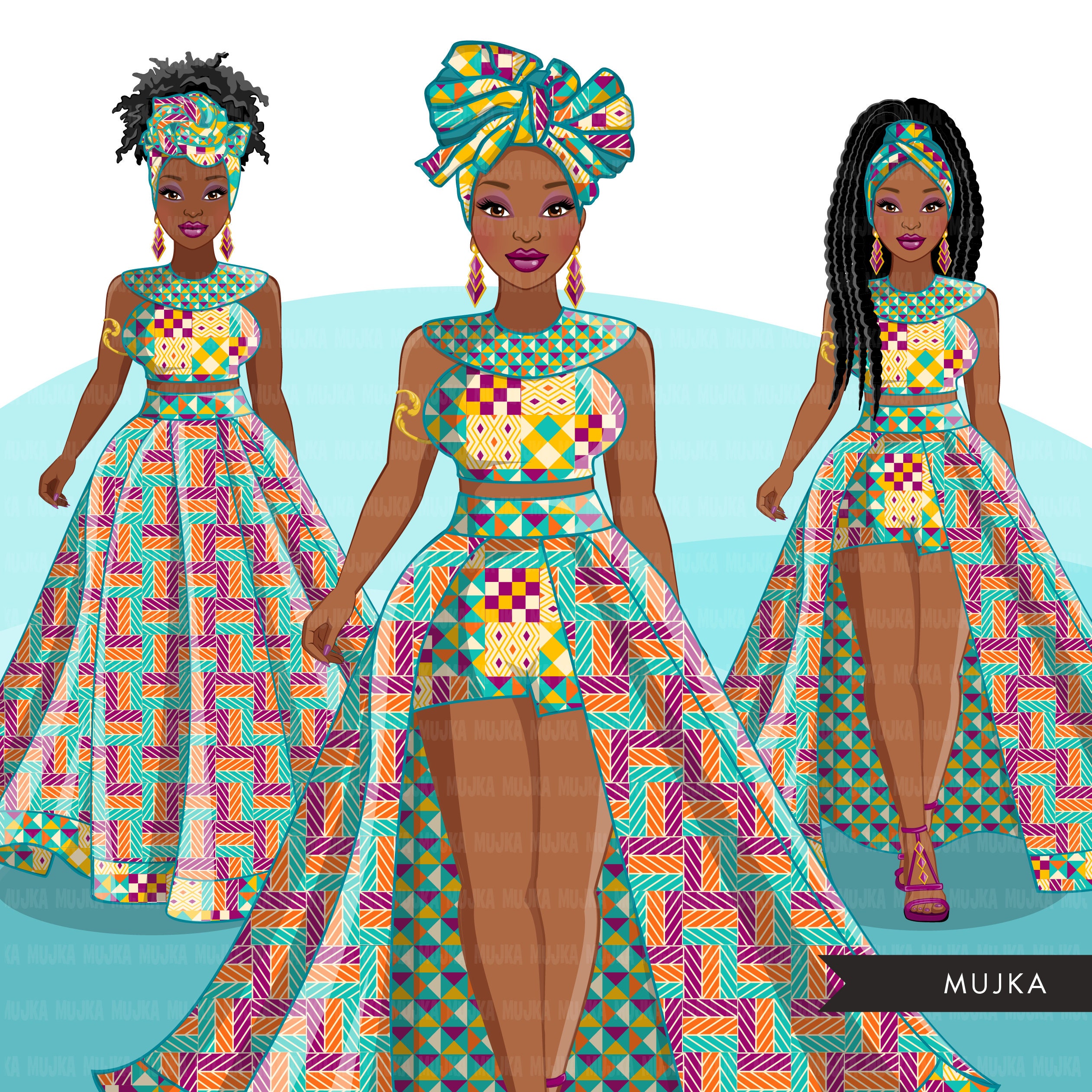 African Woman Png, Geometric African Dress, Head Wrap, Black Woman ...