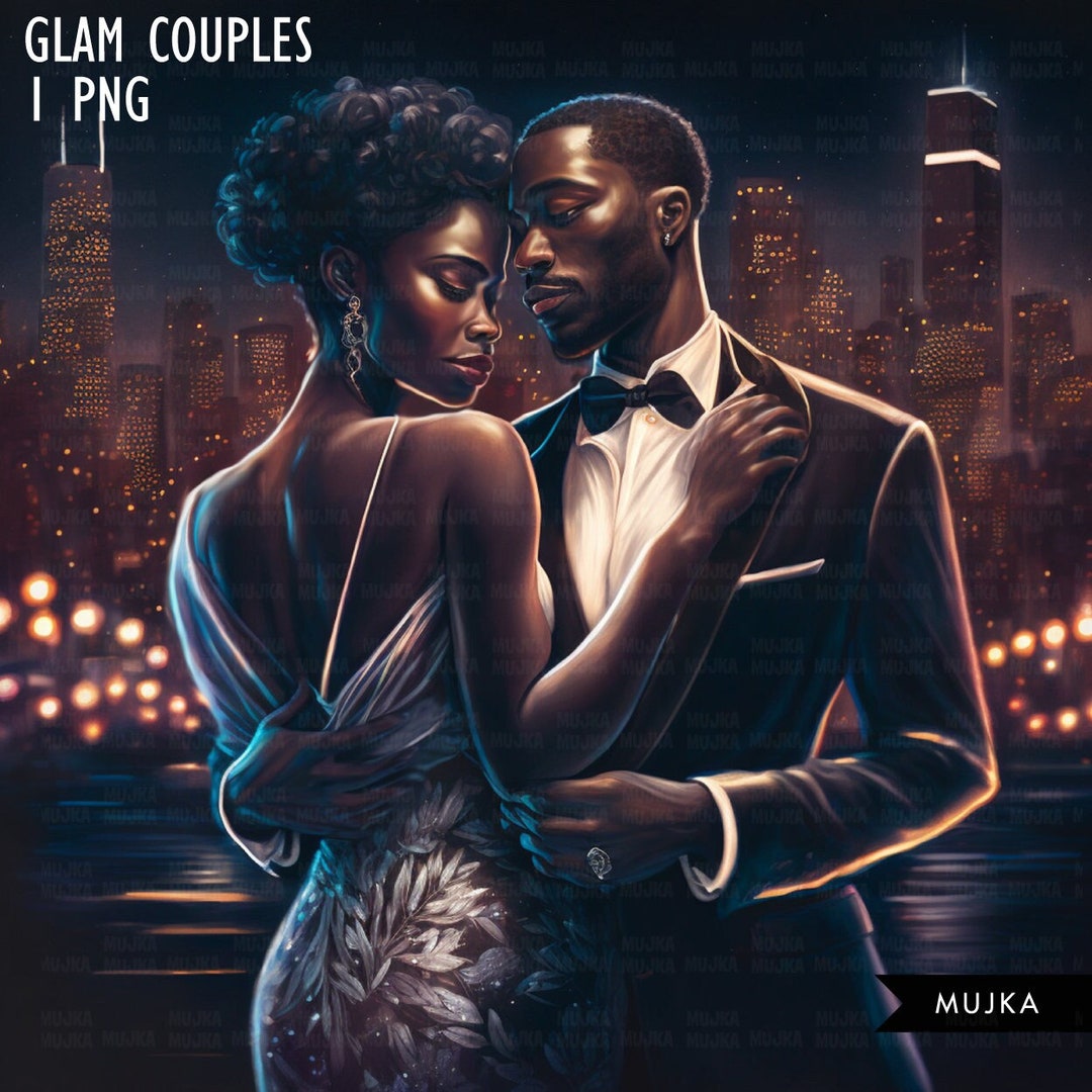 Black Couple Art, Valentine Sublimation Designs, Black Man & Woman PNG ...