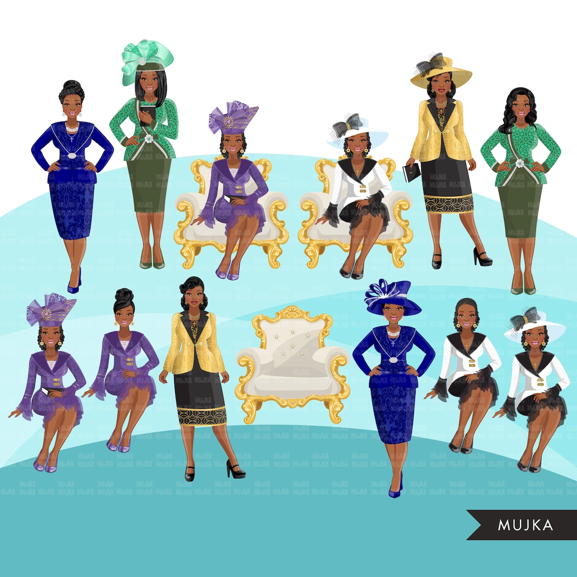 Church Clipart, Church Ladies Png, Faith Clipart, Black Woman Graphics ...