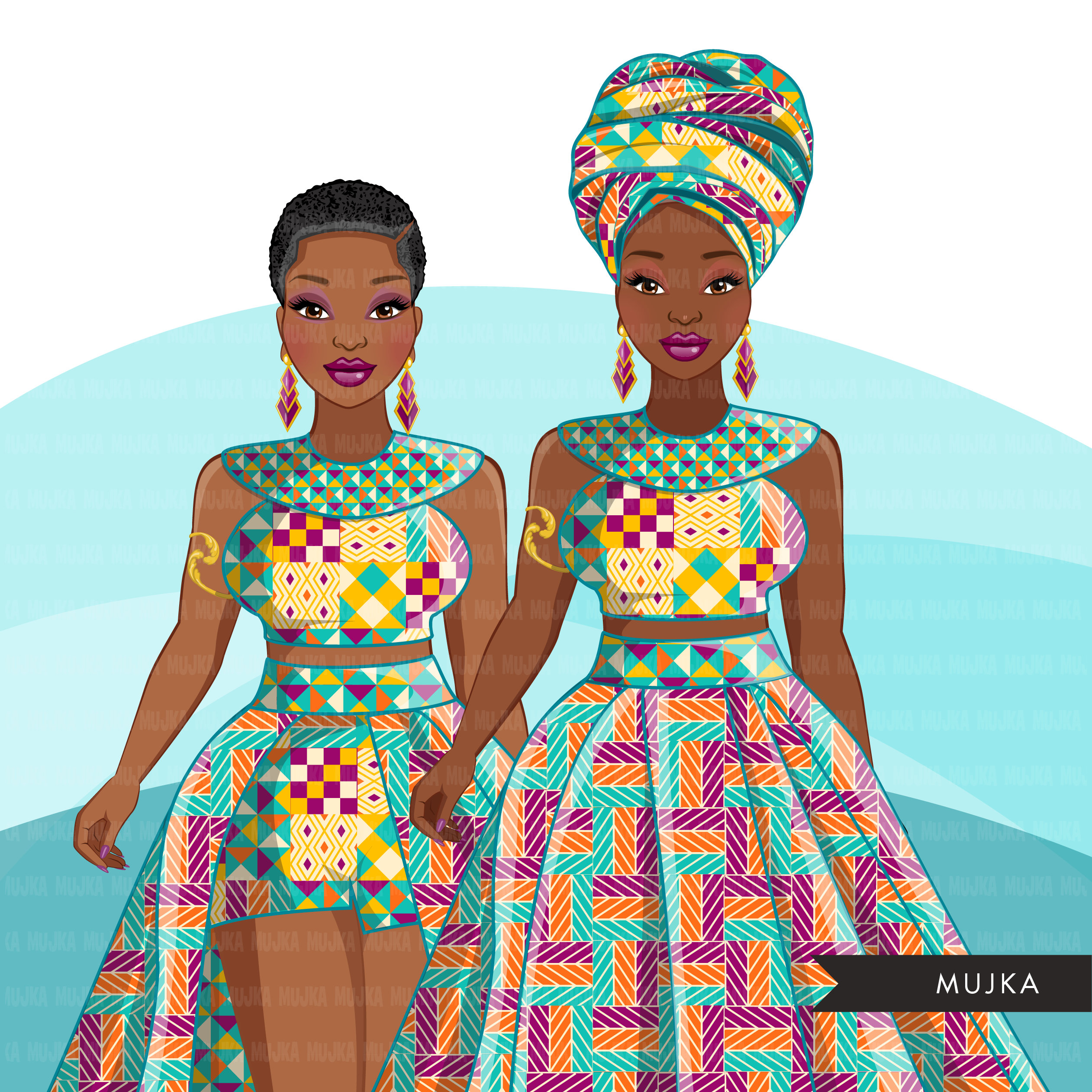 African Woman Png, Geometric African Dress, Head Wrap, Black Woman ...