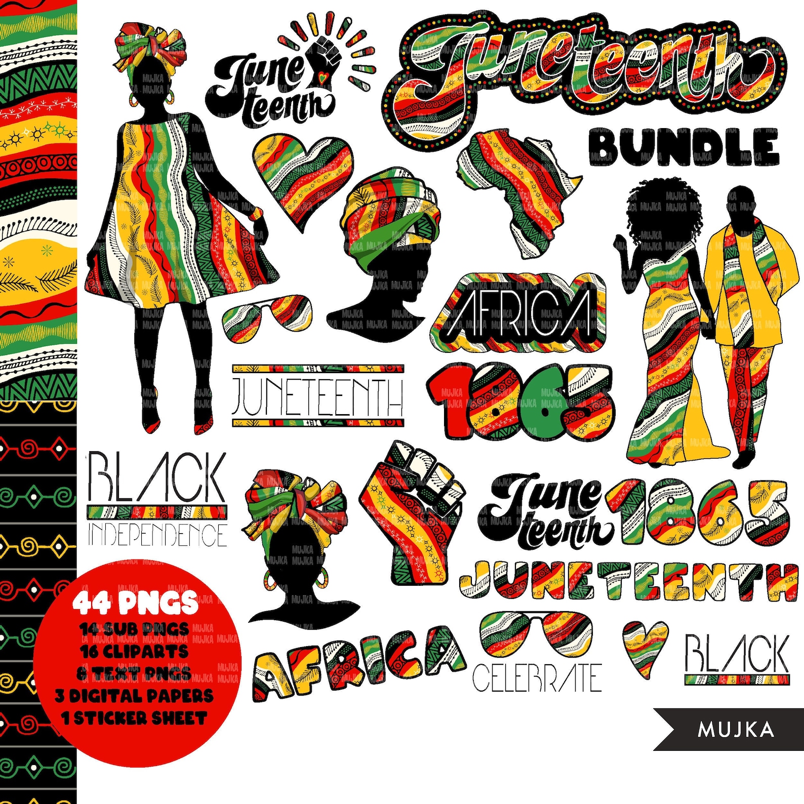 Juneteenth Png, Juneteenth Clipart Bundle, Juneteenth Stickers ...