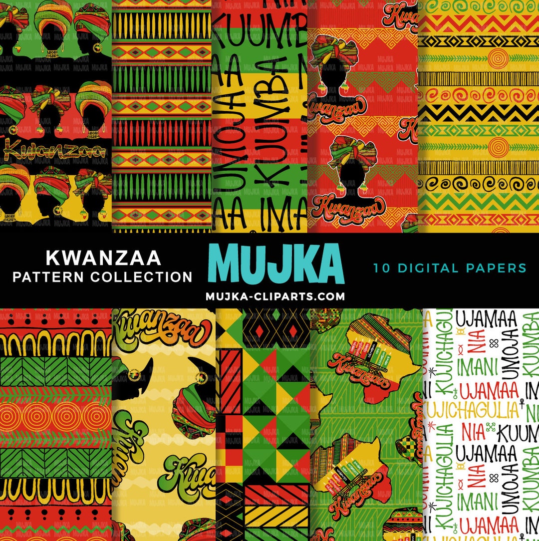 Kwanzaa Digital Papers, Juneteenth Backgrounds, Black History Patterns ...