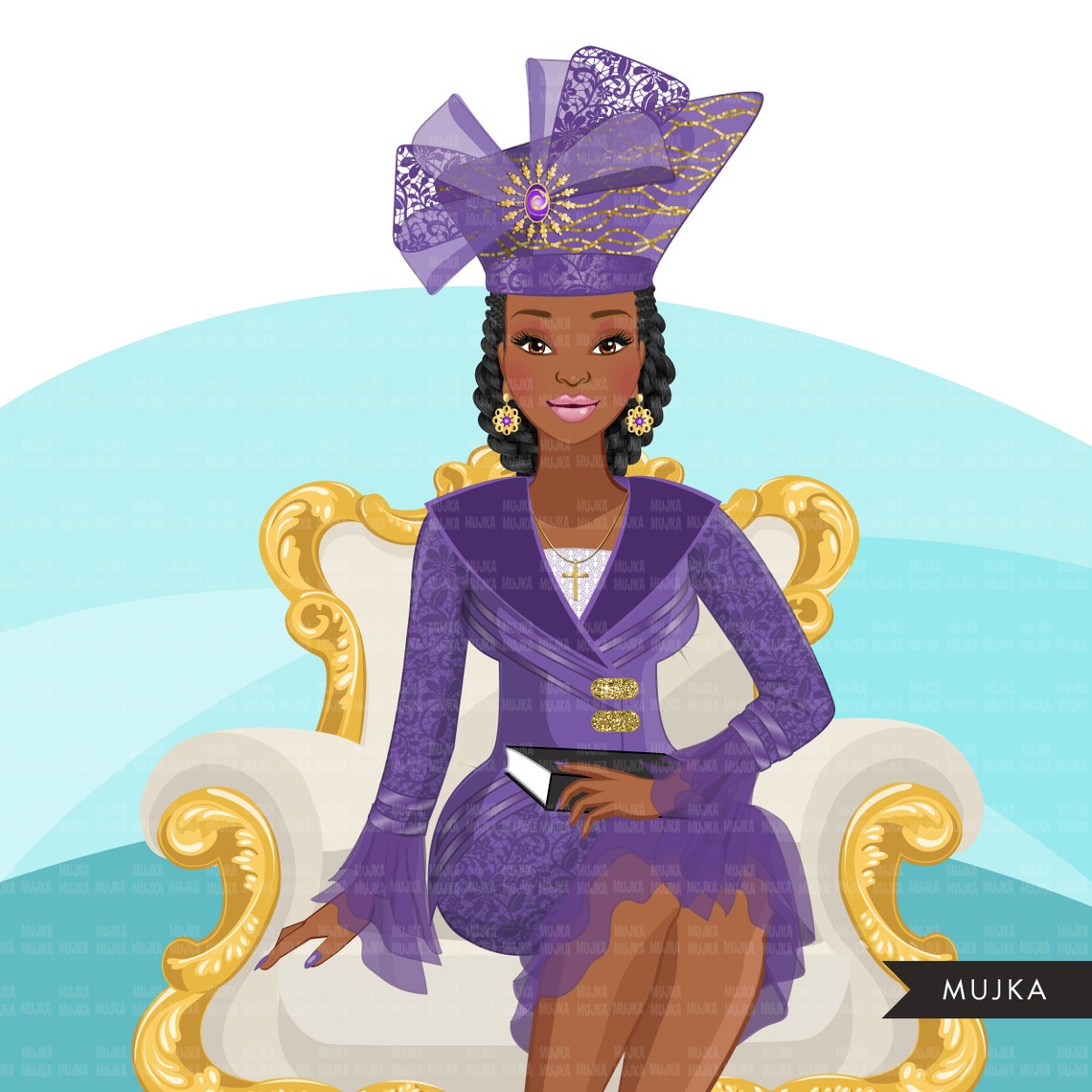 Church Clipart, Church Ladies Png, Faith Clipart, Black Woman Graphics ...