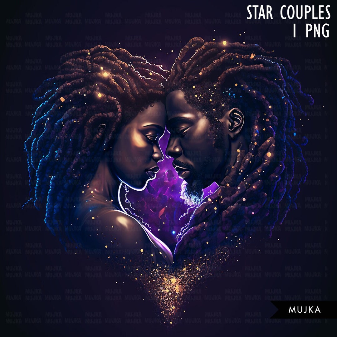 Black Couple Art, Valentine Sublimation Designs, Black Man & Woman PNG ...