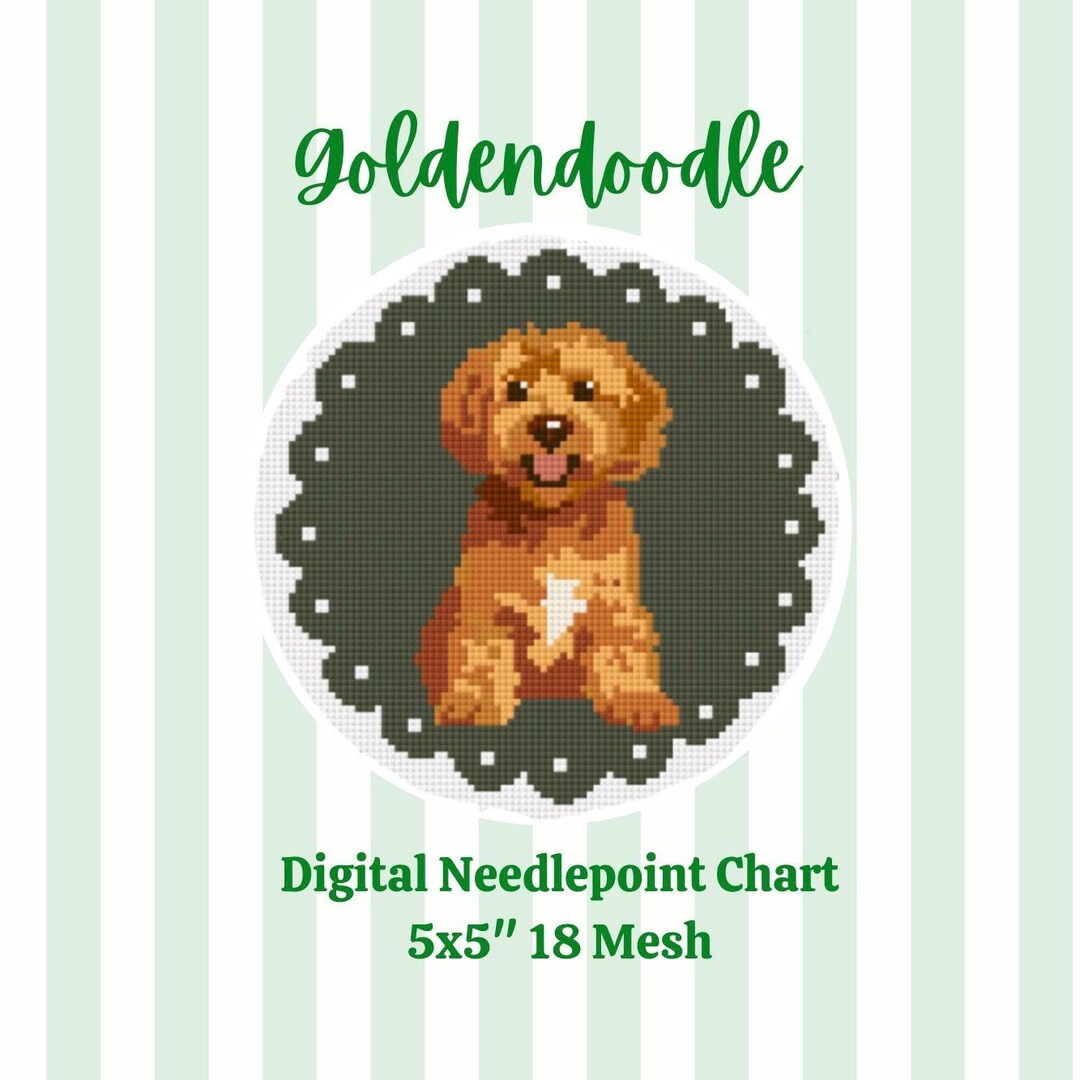 Goldendoodle Needlepoint Pattern BEST SELLER 18 Mesh Canvas | Orange ...