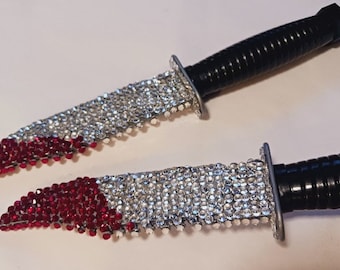 LIMITED EDITION 2024 Pink Steel Blade Pocket Knife W/ BLACK Crystals ...