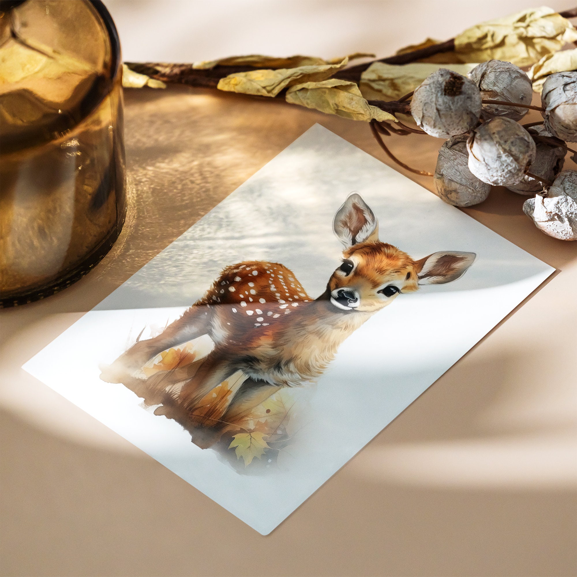 Watercolor Roe Painting, Fall Roe PNG Set, Cute Roe Prints, Junk ...