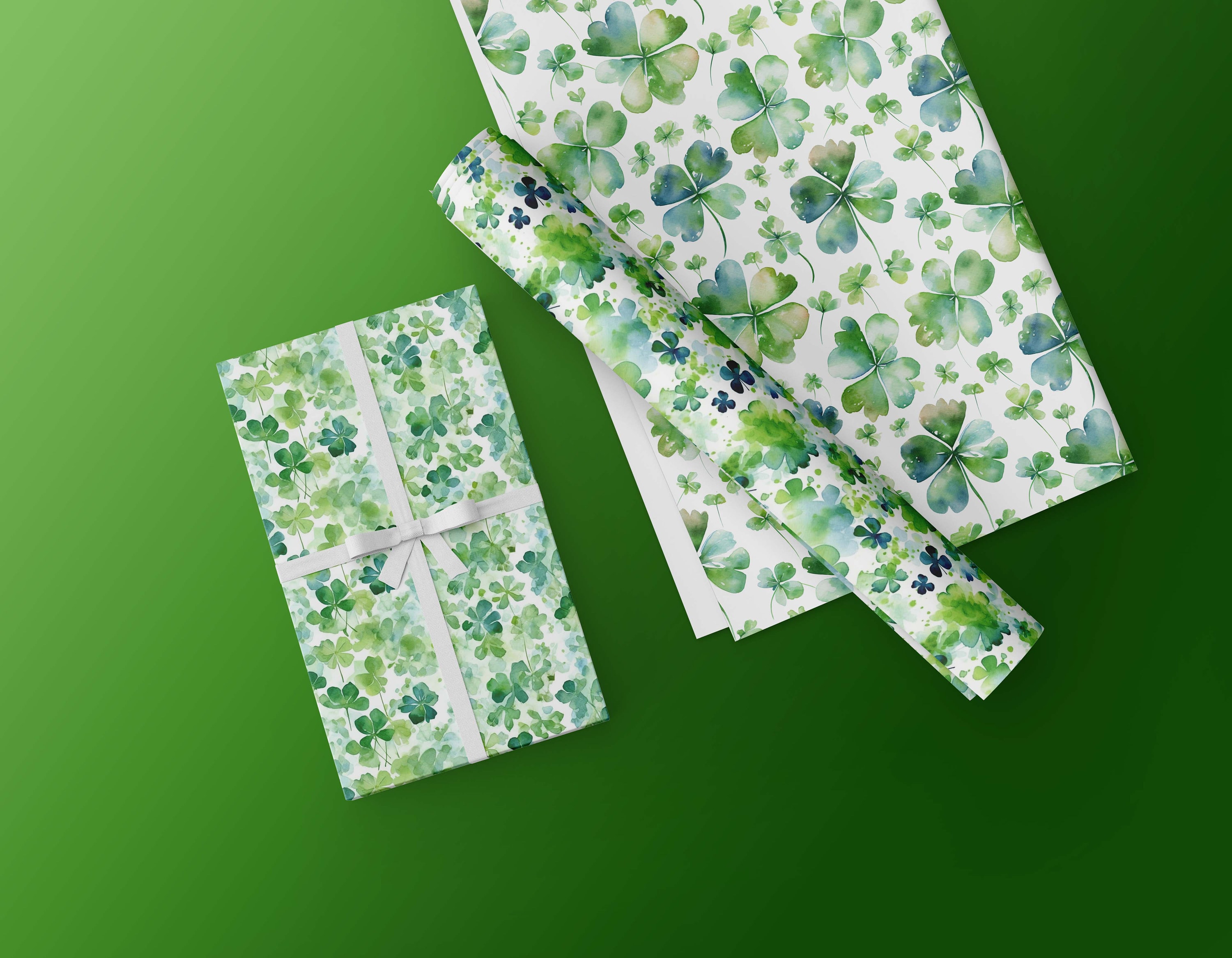 Watercolor Clover Digital Paper Shamrock Printable Paper Four Leaf ...
