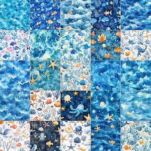 Ocean Watercolor Ocean Digital Paper Ocean Printable Paper Colorful ...