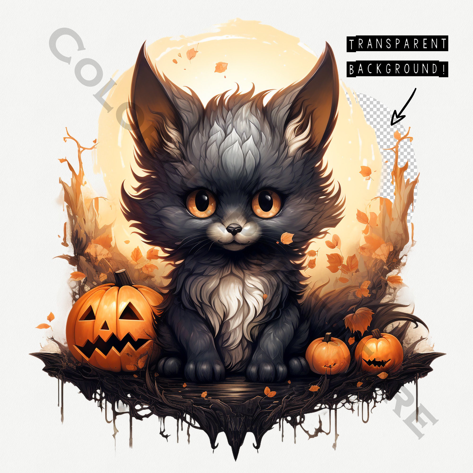 Watercolor Halloween Animals Clipart Bundle Halloween Animals PNG Set ...