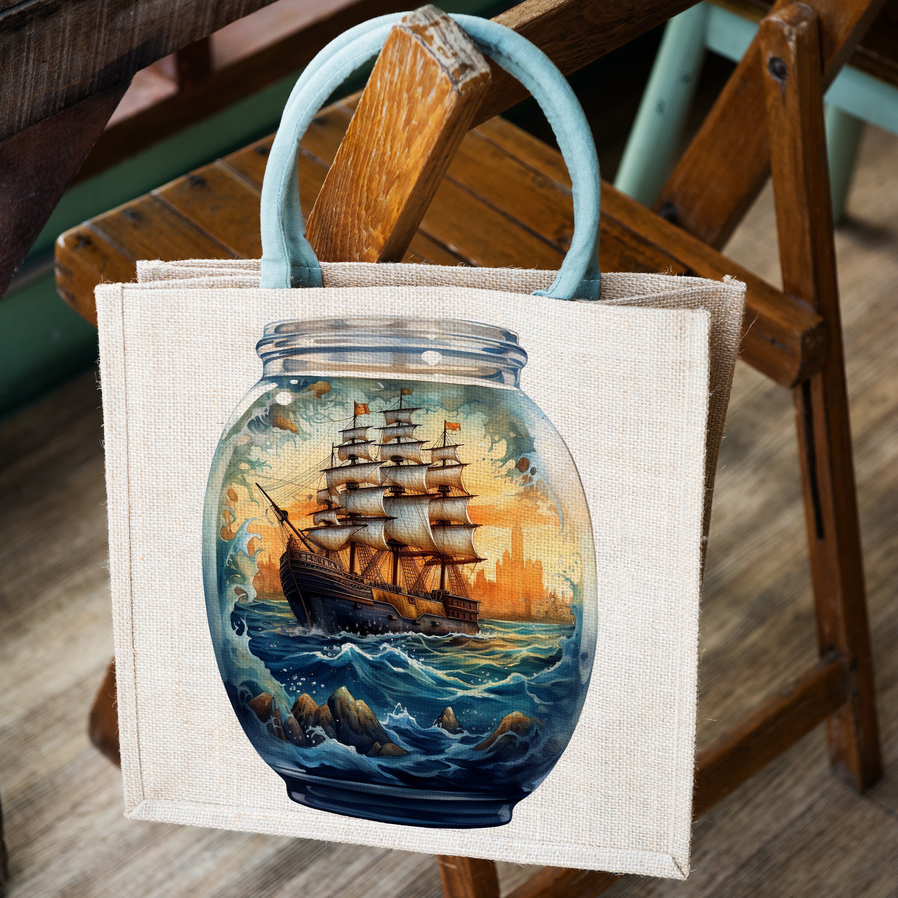 Watercolor Sailboat Clip Art Ship Jar PNG Sailboat Jar PNG - Etsy
