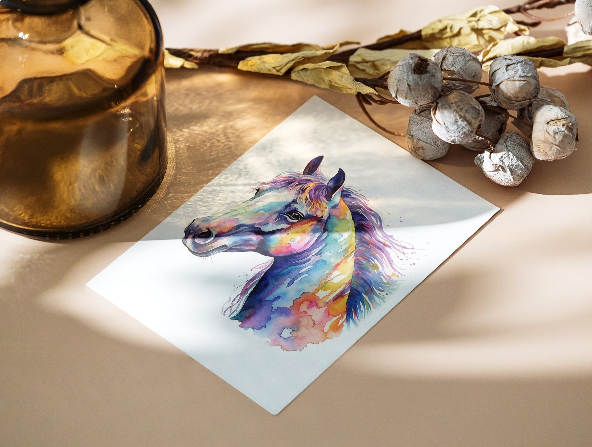 Watercolor Rainbow Horse Clipart Horses Print 16 High Quality - Etsy ...