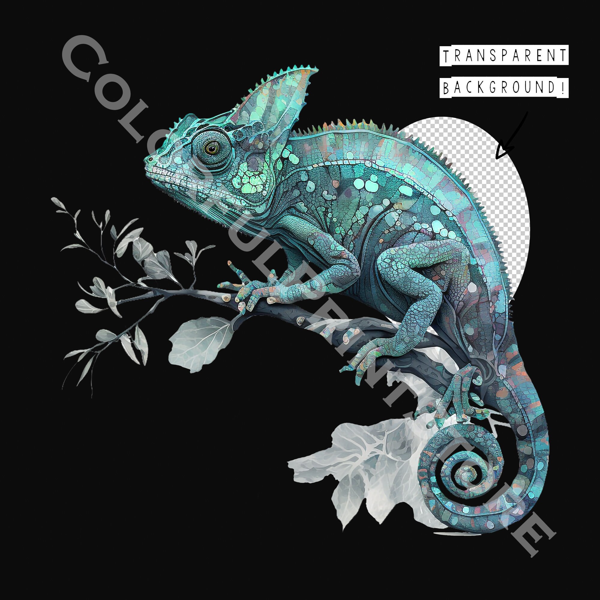 Watercolor Chameleon Clipart Bundle, Colorful Chameleon Print, Aquarell ...