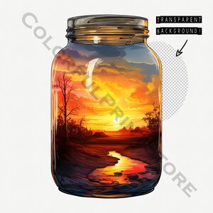 Watercolor Sunset Clip Art Bundle Sunset in a Jar PNG Romantic Sunset ...