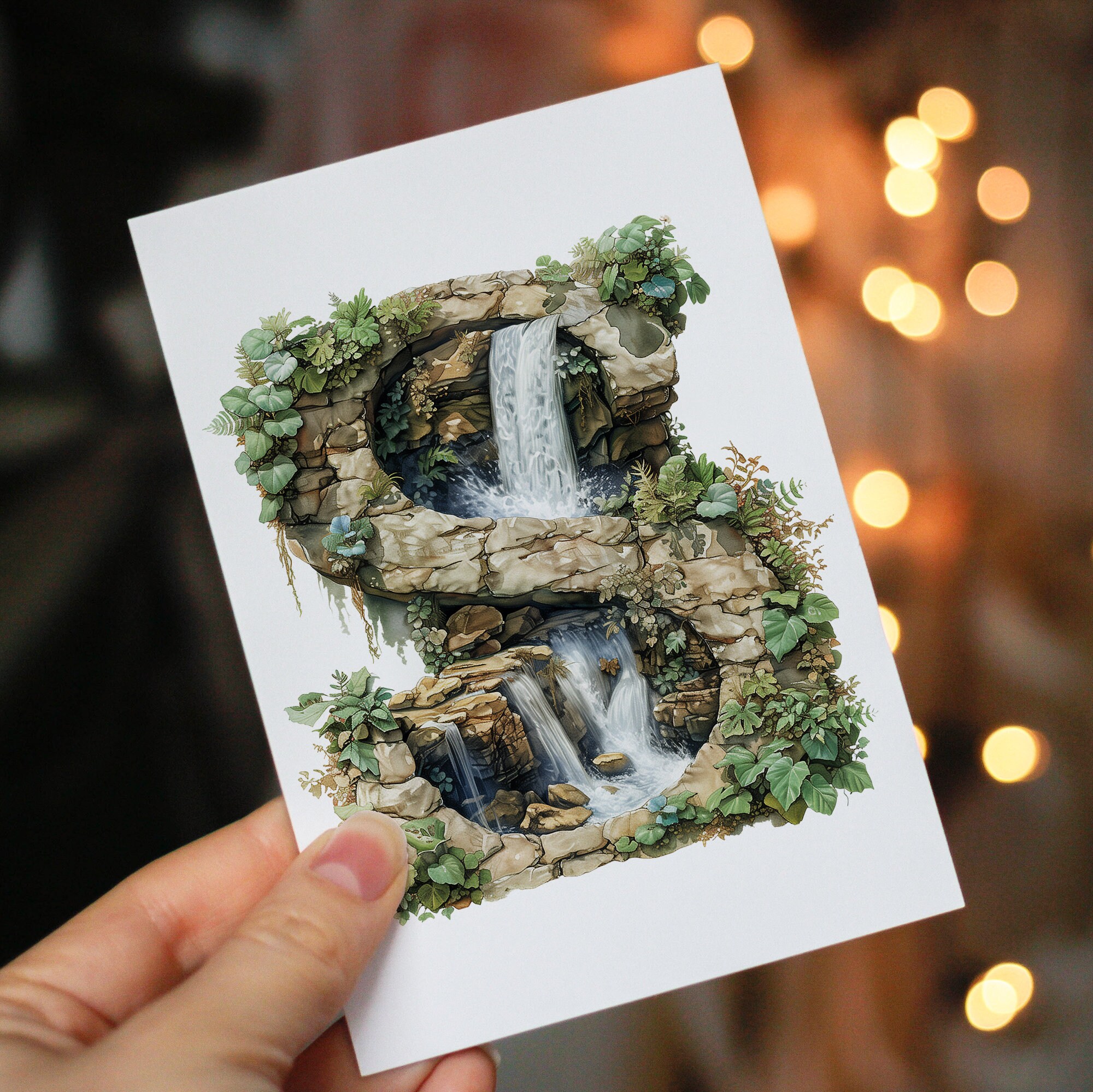 Watercolor Waterfall Alphabet Clipart PNG Waterfall Letters PNG Set ...