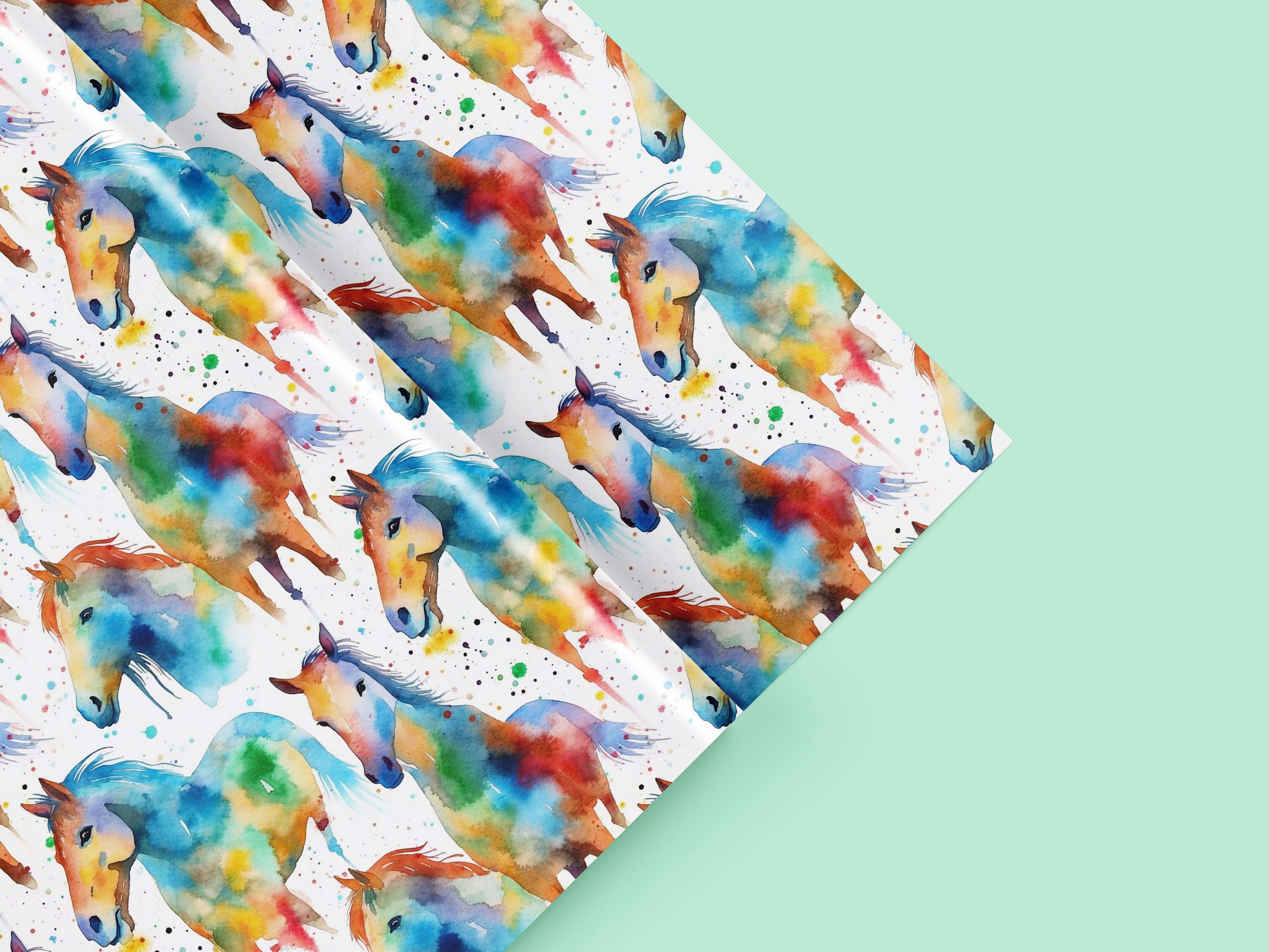 Watercolor Rainbow Horse Digital Paper Horse Printable Paper - Etsy