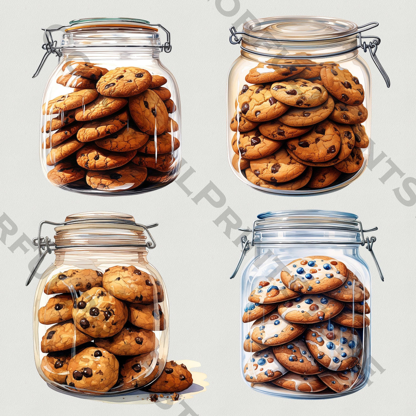 Watercolor Cookie Jar PNG Bundle Cookie Jar Clip Art Set Cookie Jar ...