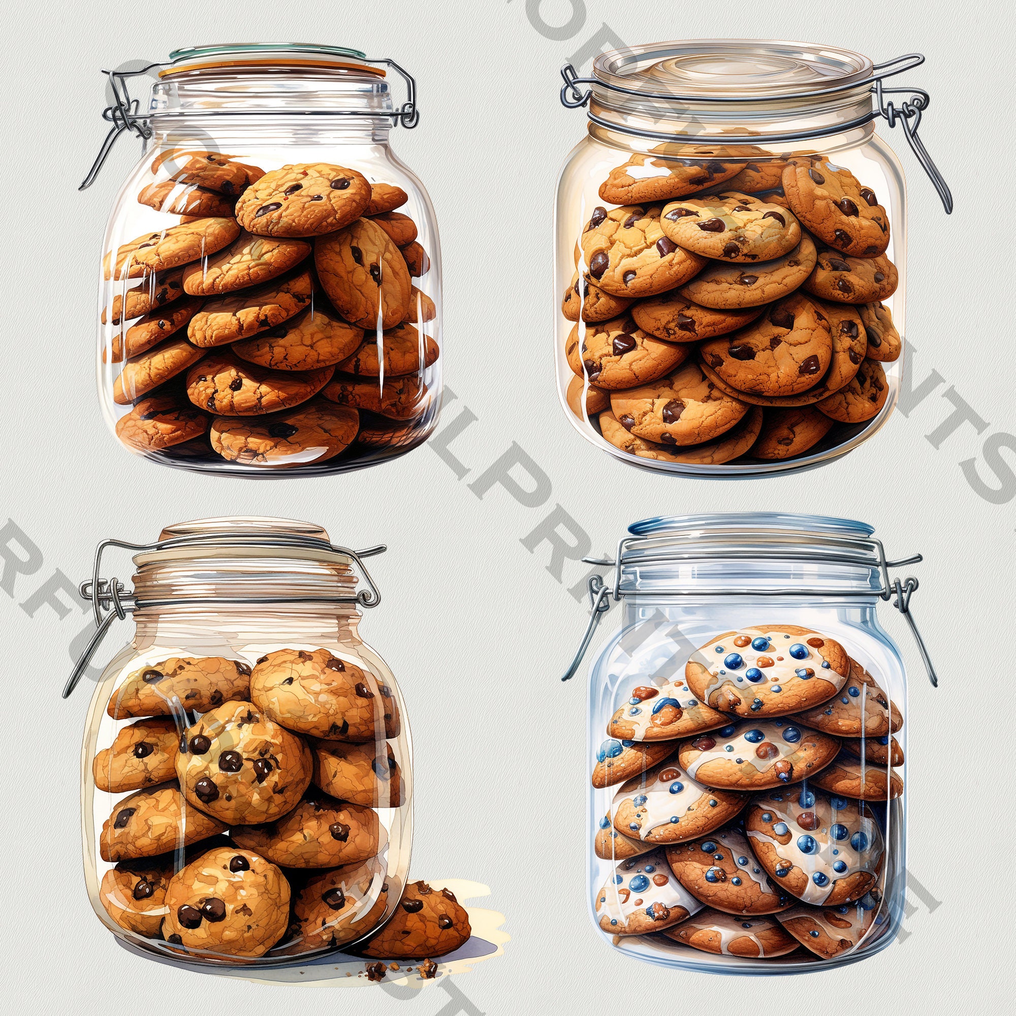 Watercolor Cookie Jar PNG Bundle Cookie Jar Clip Art Set Cookie Jar ...