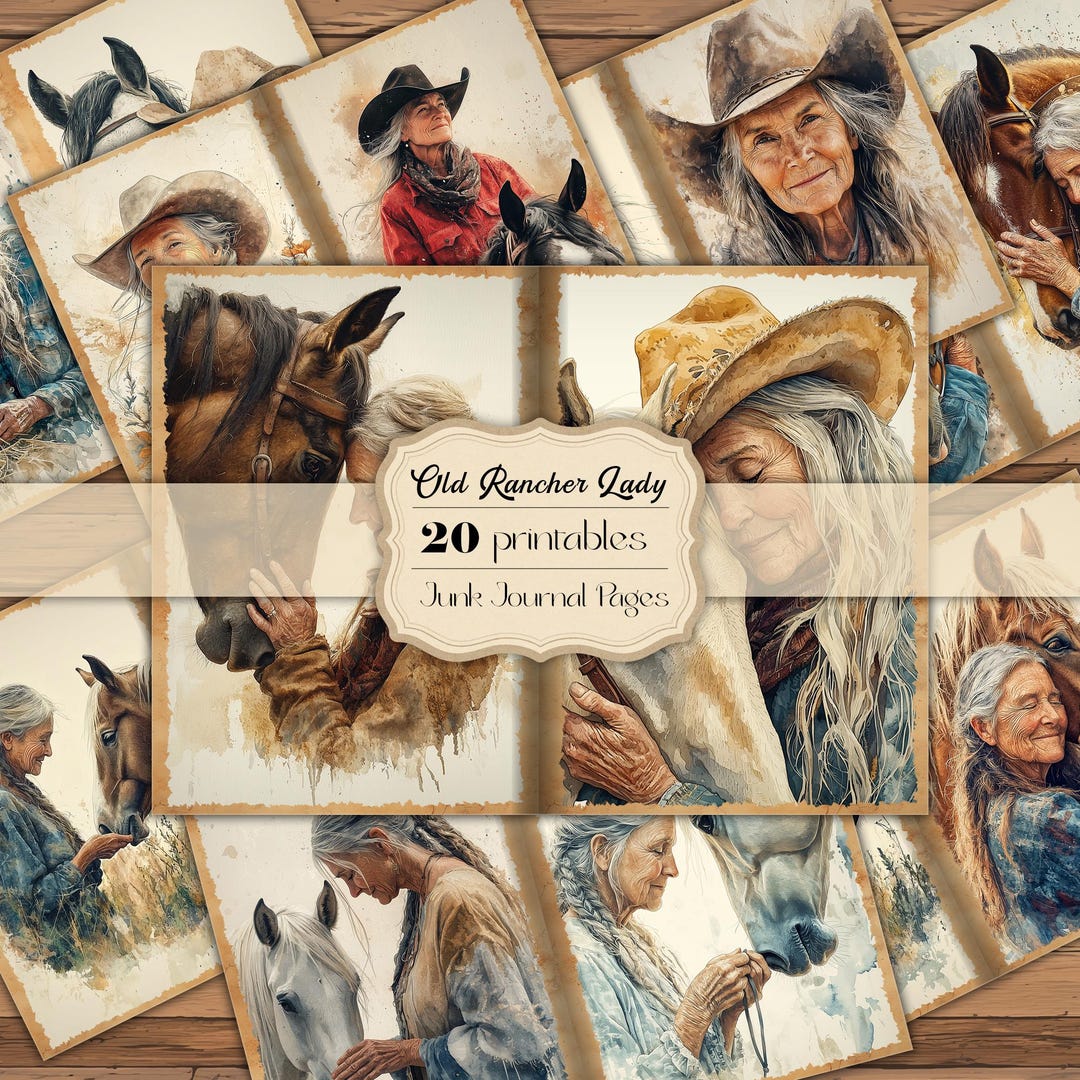 Watercolor Old Cowgirl Junk Journal Pages Horse Nostalgia Junk Journal ...