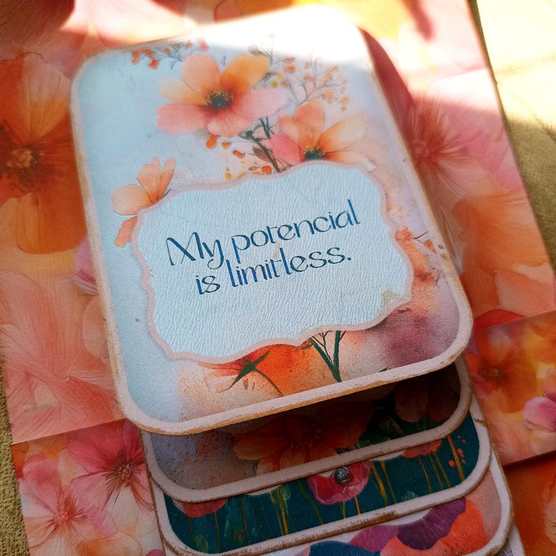 Pink Meadow Sliding Waterfall Pull - Junk Journal Tab With Affirmation ...