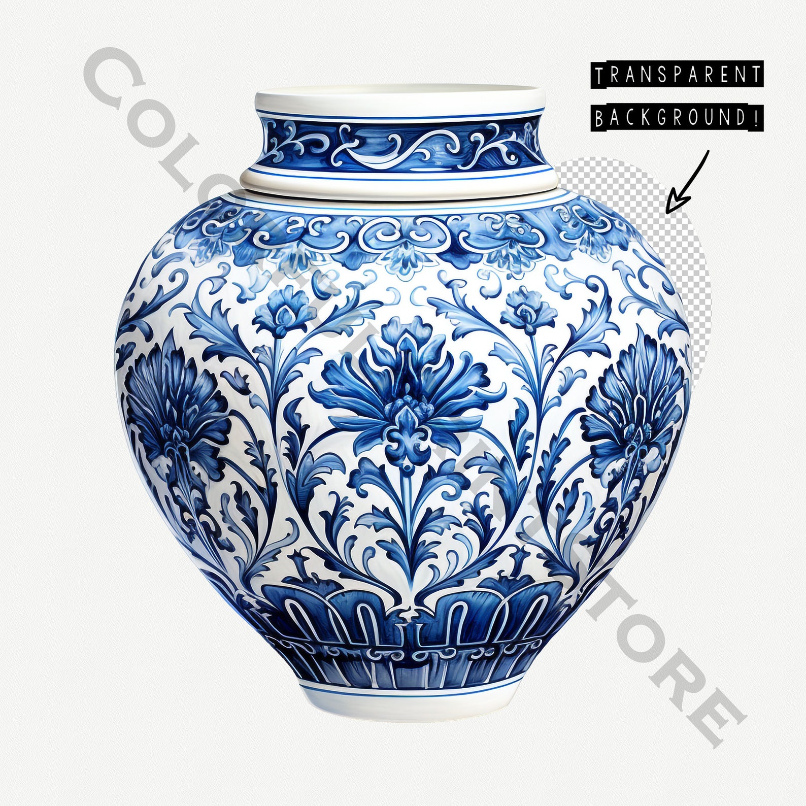 Watercolor Ginger Jar PNG Bundle Blue Ginger Jar Clip Art Ginger Jar ...