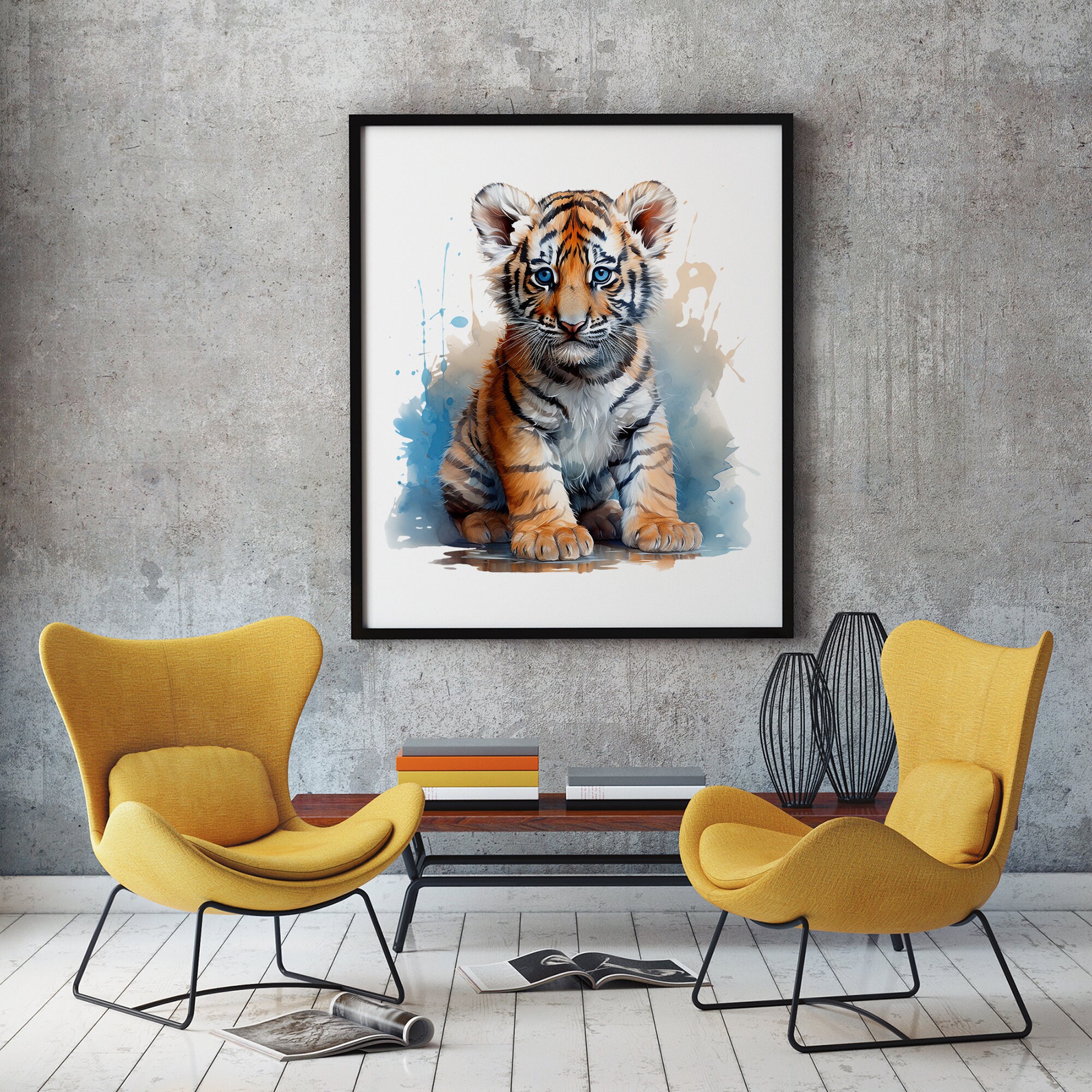 Watercolor Tiger Cub Clipart Set, Baby Tiger Printable Art, Watercolour ...