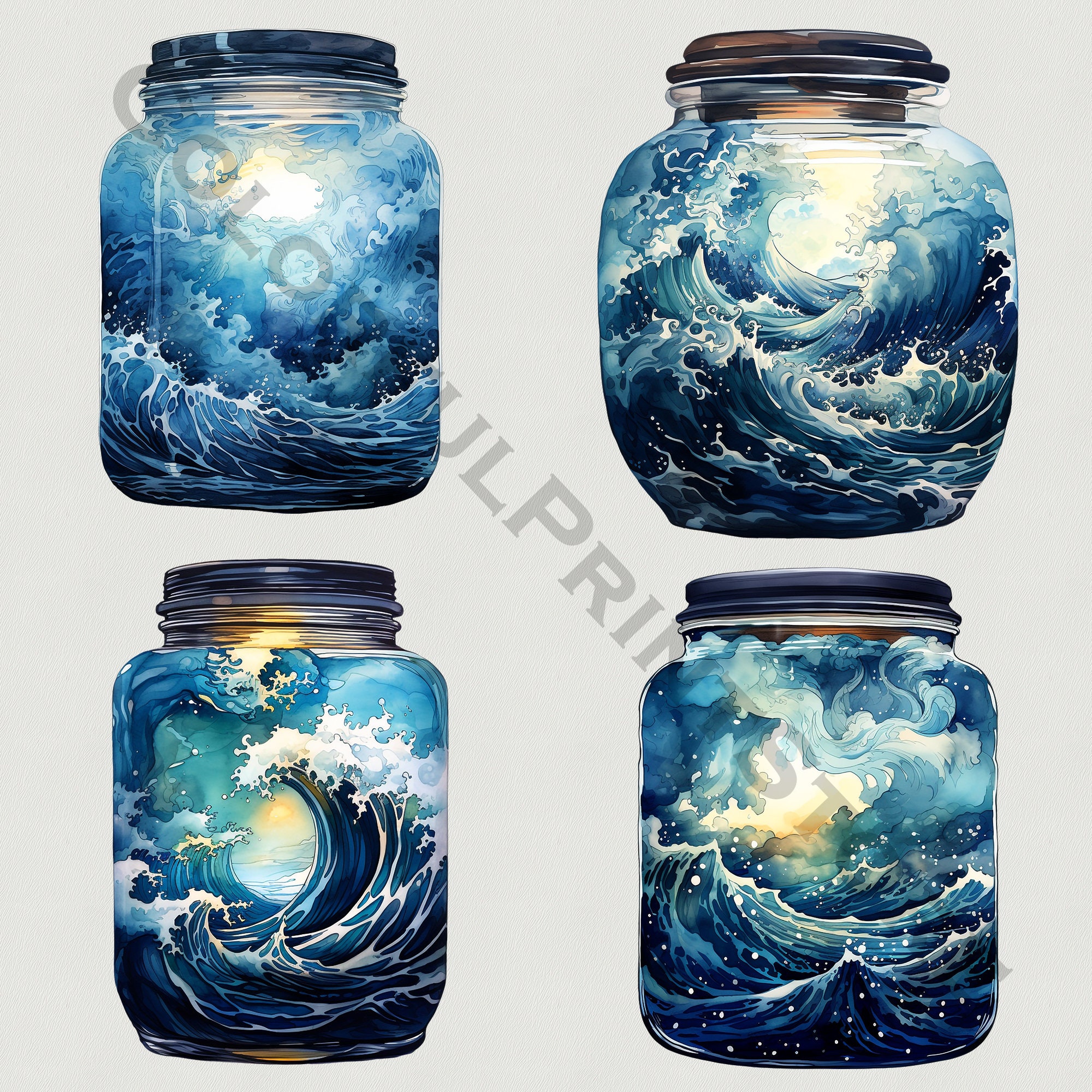 Watercolor Storm Clip Art Storm Jar PNG Storm in a Bottle PNG Stormy ...