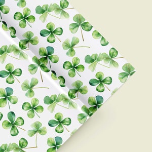 Watercolor Clover Digital Paper Shamrock Printable Paper Four Leaf ...
