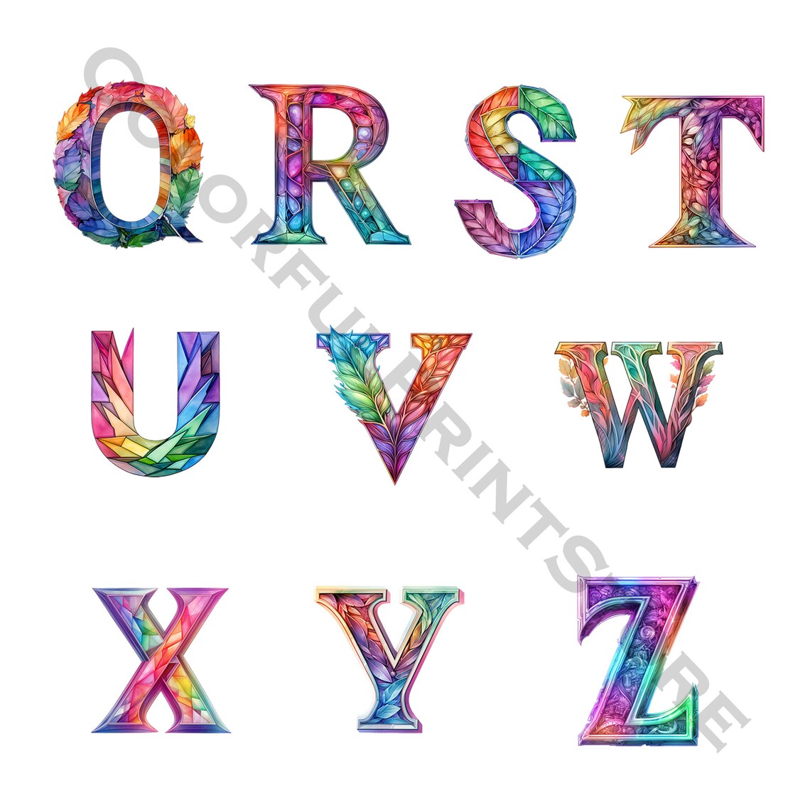 Rainbow Alphabet Clipart Colorful Lettering Colorful Letters PNG ...