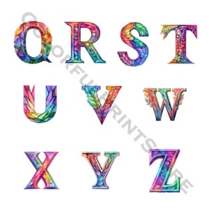 Rainbow Alphabet Clipart Colorful Lettering Colorful Letters PNG ...