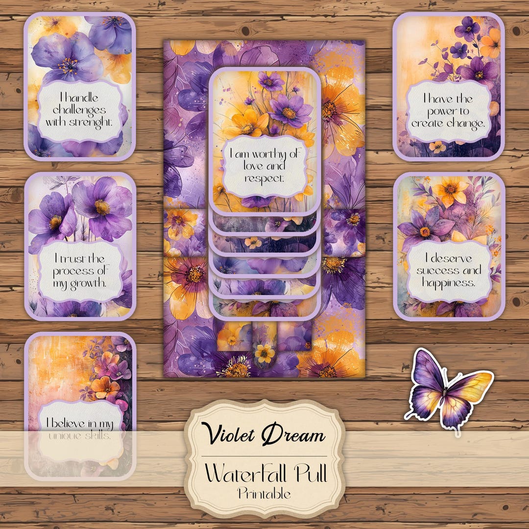 Violet Dream Sliding Waterfall Pull - Junk Journal Tab With Affirmation ...