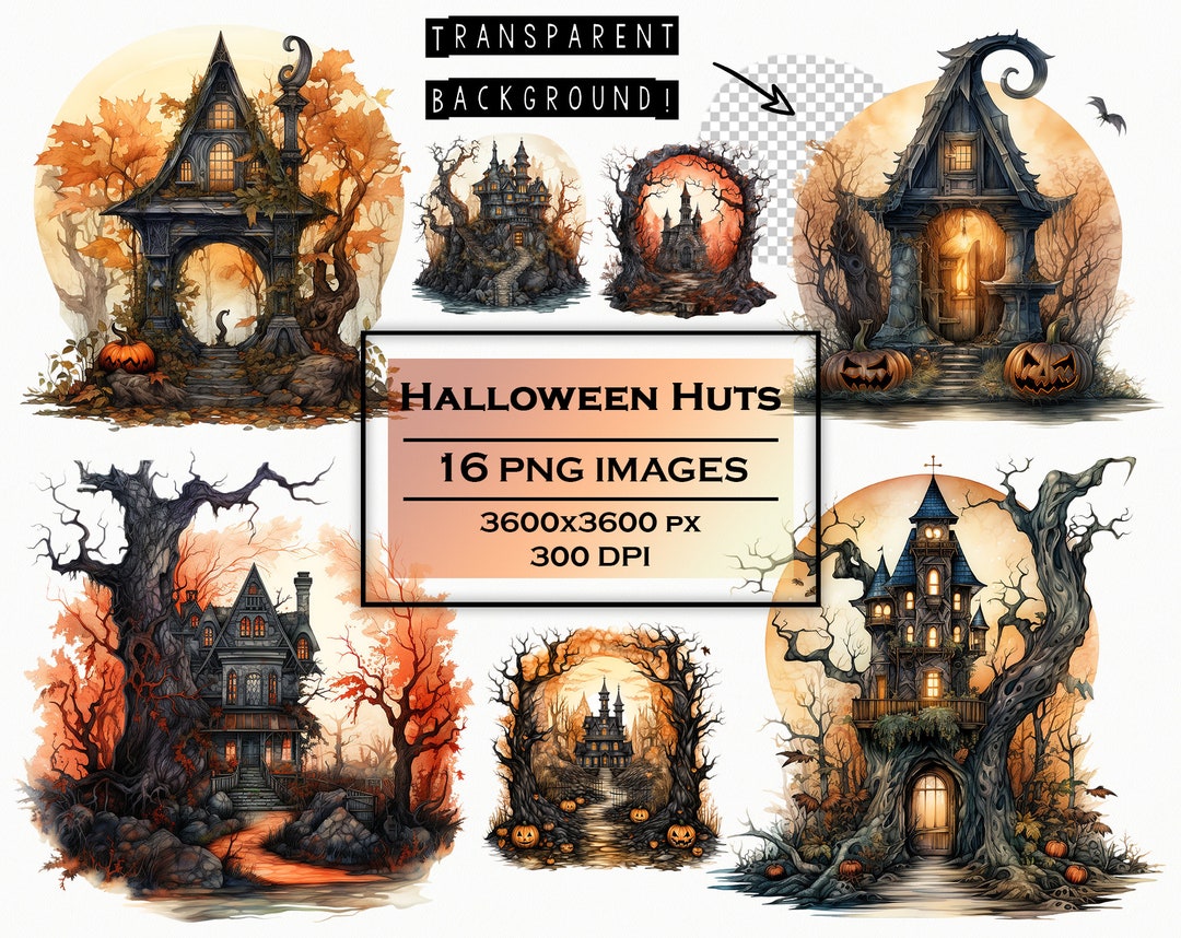 Halloween House Clip Art Bundle Haunted House Art Spooky House PNG ...